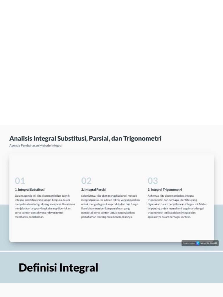 Analisis Integral Substitusi Parsial Dan Trigonometri | PDF
