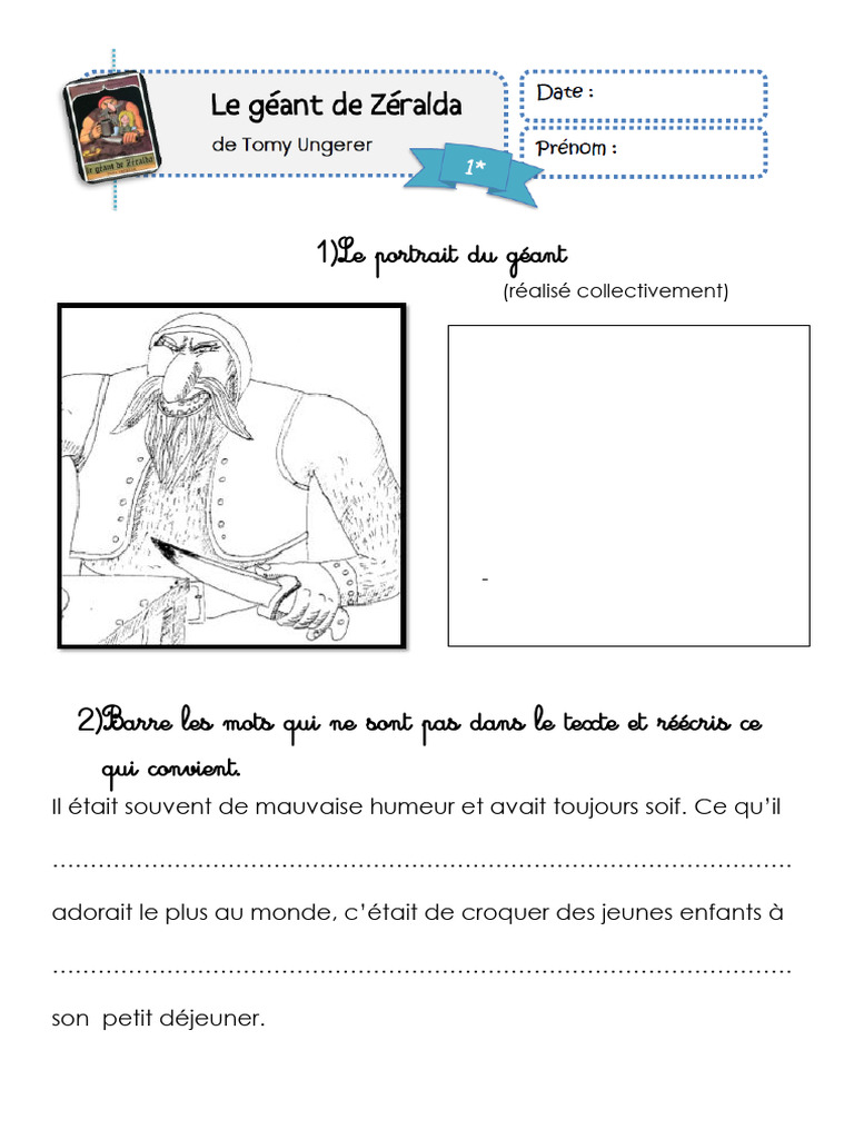 Portrait du géant de Zéralda CE1 | PDF