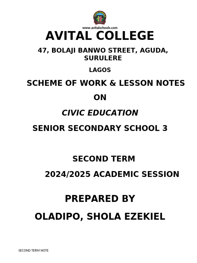 SS3 Civic Education Scheme of Work | PDF | Rule Of Law | Democracy