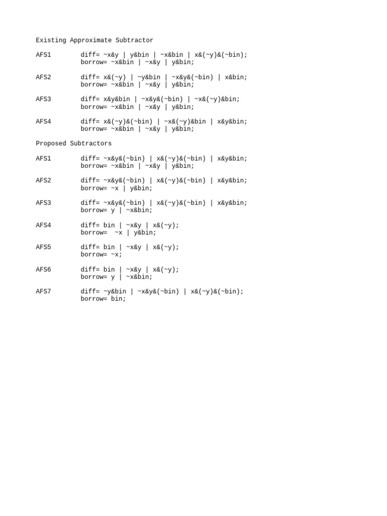 Existing Approximate Subtractor | PDF Existing Approximate Subtractor | PDF