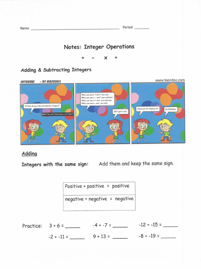 Interger operations | PDF