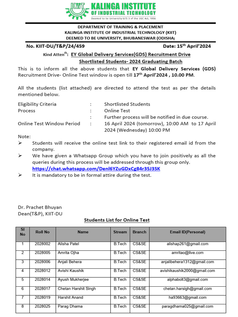 EY GDS Recruitment Drive - Online Test For 2024 Graduating Batch | PDF ...