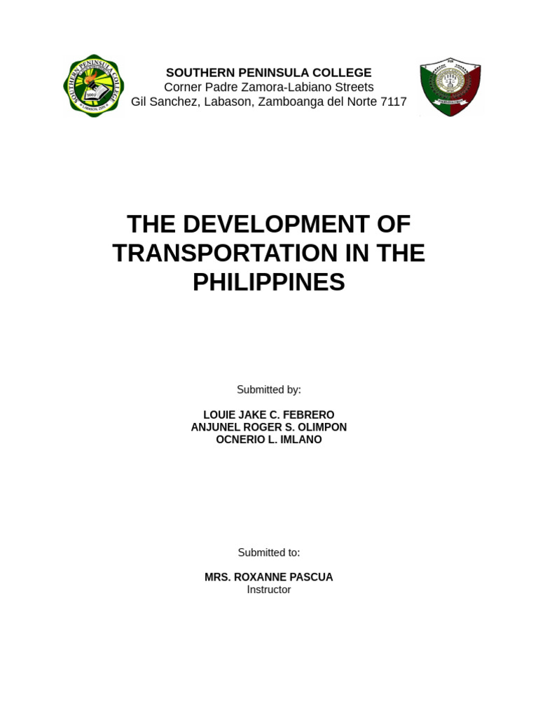 Transportation Development in the Philippines | PDF