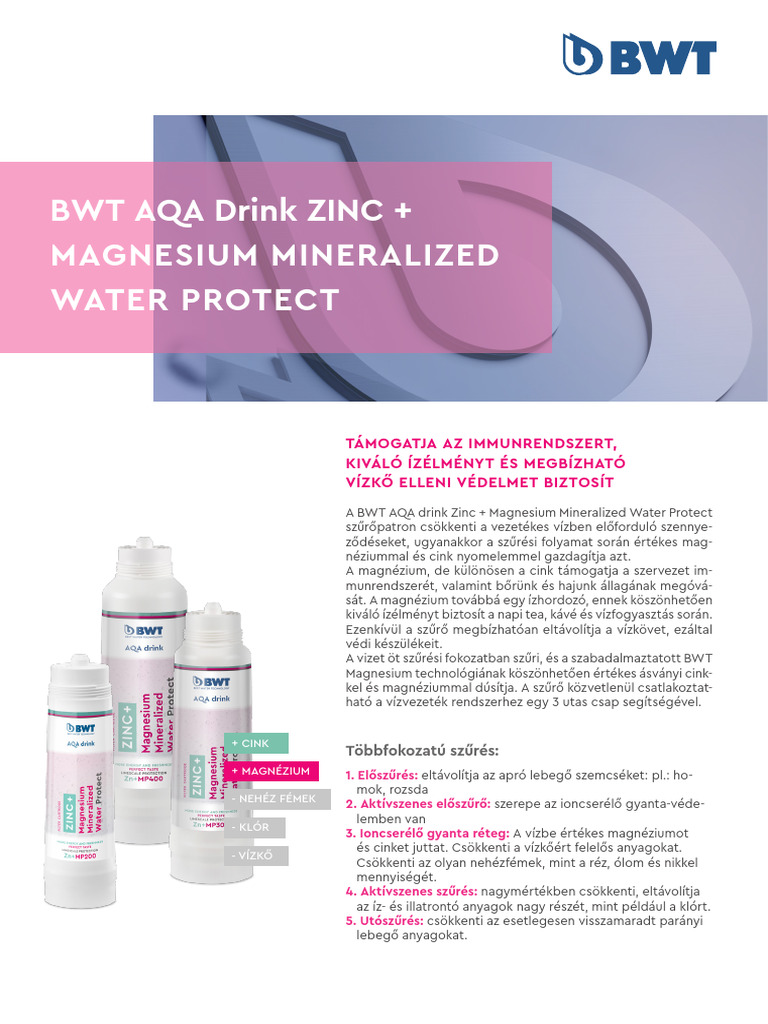 BWT Aqa Drink Zinc + Magnesium Mineralized Water Protect | PDF