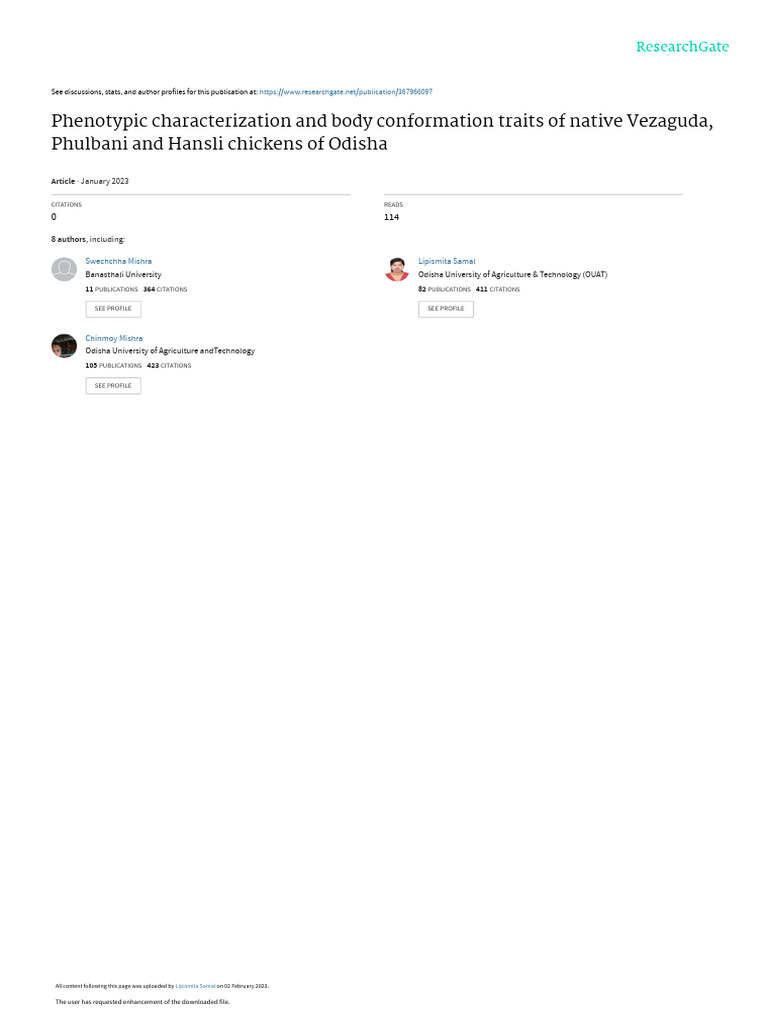 Vezaguda, Phulbani, Hansli Chicken Traits | PDF | Birds | Chicken