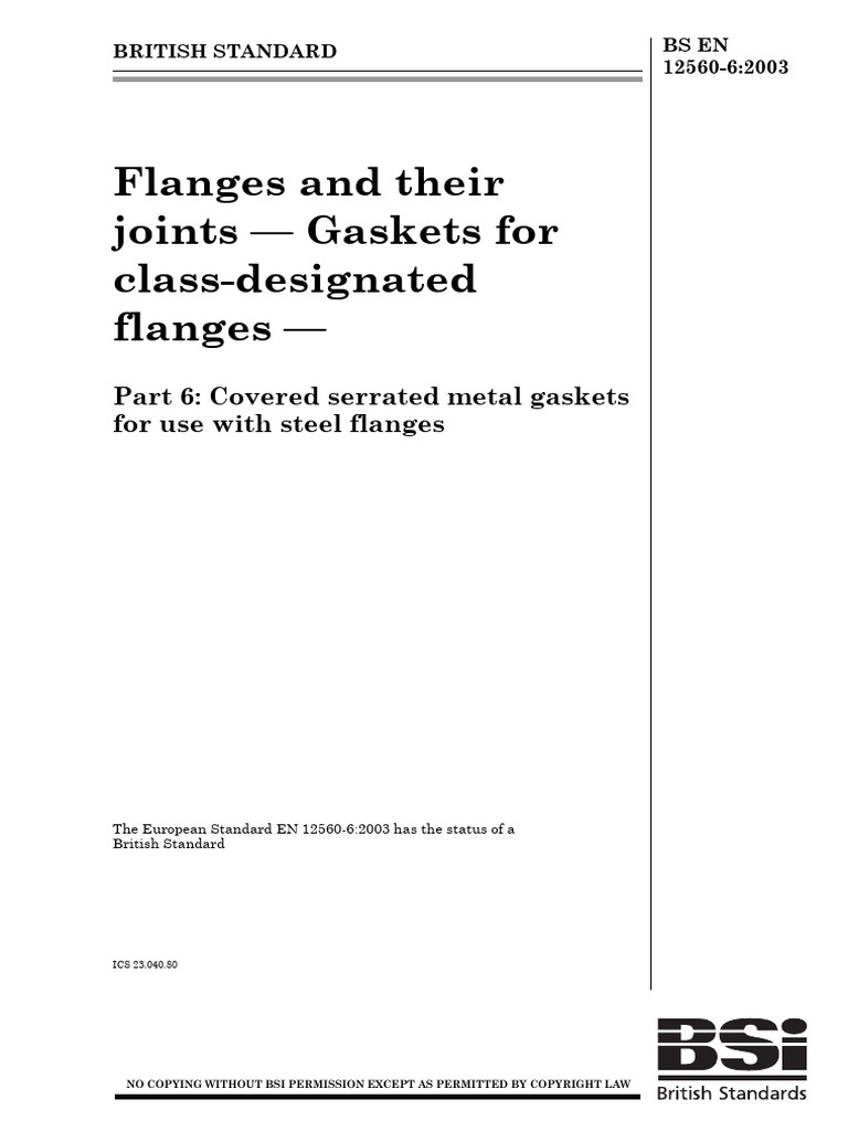 BS en 12560-6 2003 | PDF | Plumbing | International Electrotechnical ...
