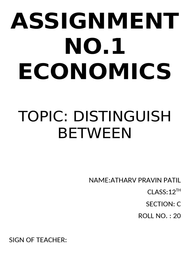 Economics Assignment 1 | PDF