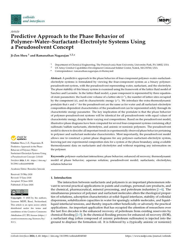 Predictive Approach to the Phase Behavior ofPolymer–Water–Surfactant ...