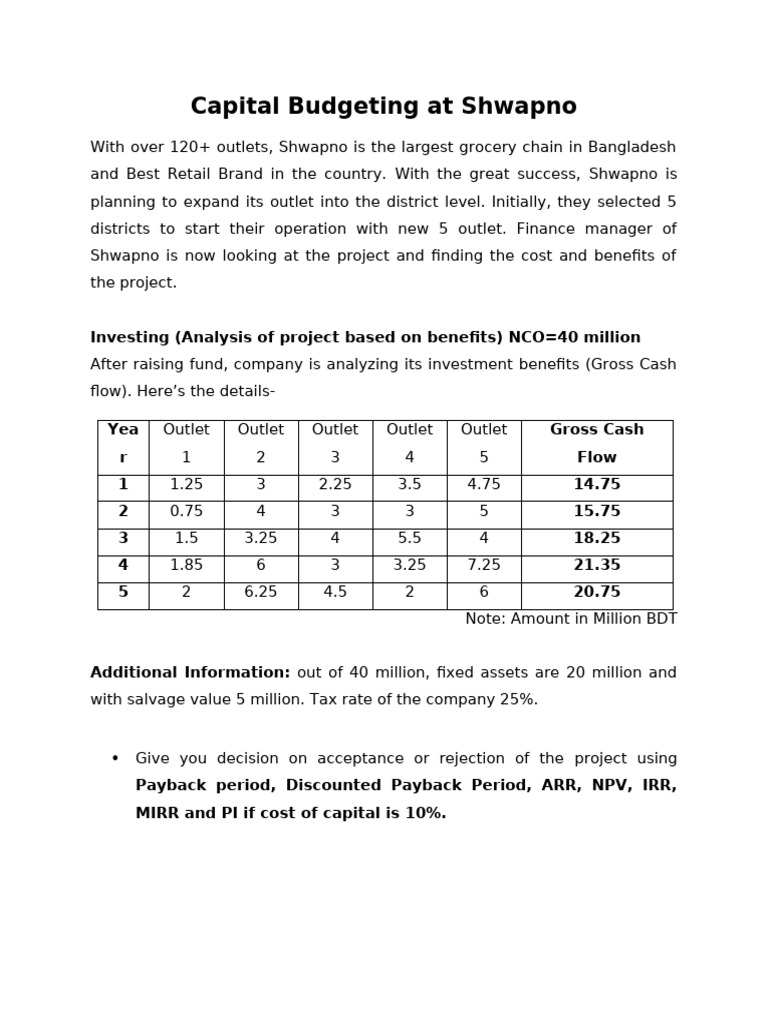 Capital Budgeting Practice - Class Room | PDF