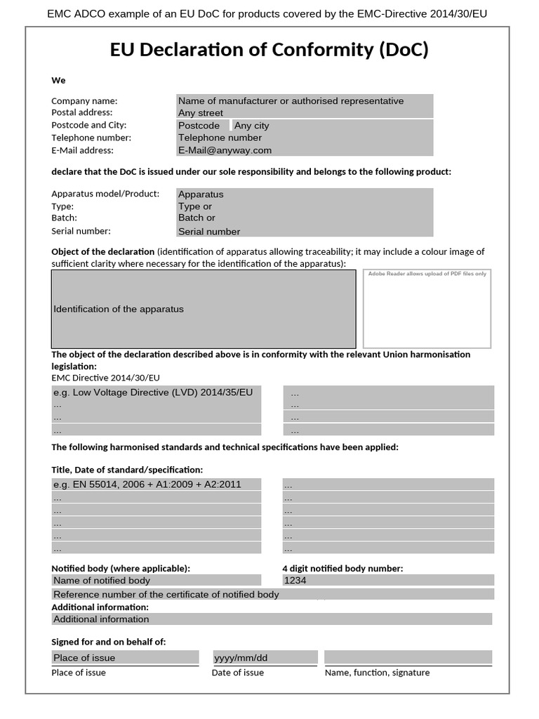 Eu Declaration of Conformity (Doc) : Adobe Reader Allows Upload of PDF ...