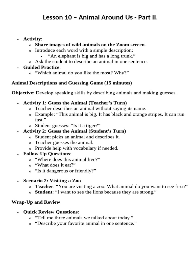 Lesson 10 | PDF | Lion | Cats