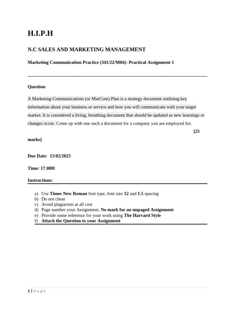 MCP Practical Assignment 1 HIPH | PDF