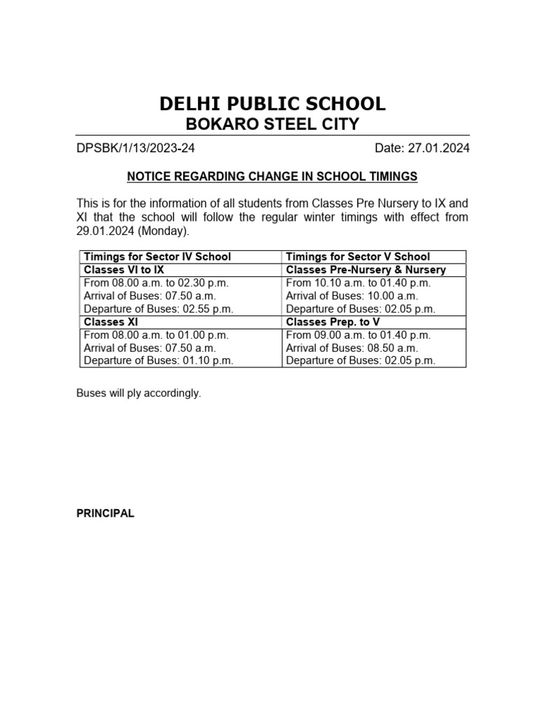 Notice Wintertiming27012024 | PDF