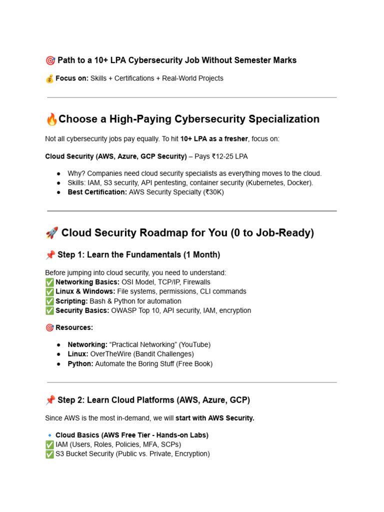 Cybersecurity Career Guide for Freshers | PDF | Amazon Web Services ...