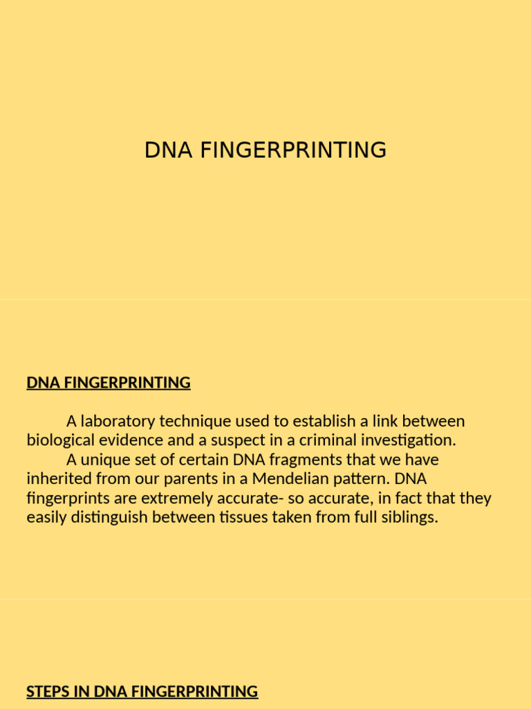 Dna Fingerprinting | PDF | Gel Electrophoresis | Polymerase Chain Reaction