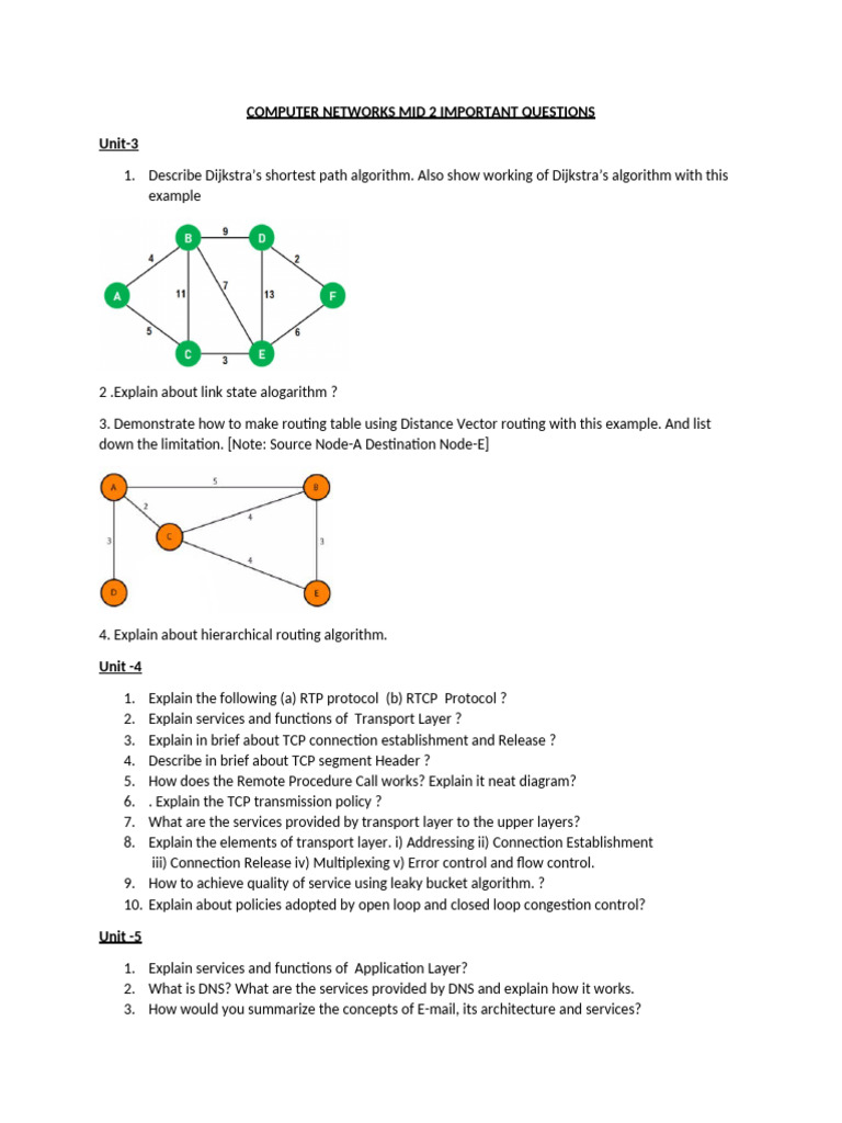 Computer Networks Mid 2 Important Questions | PDF