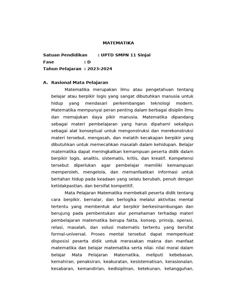 CP, TP, Atp MTK 2024-2025 | PDF