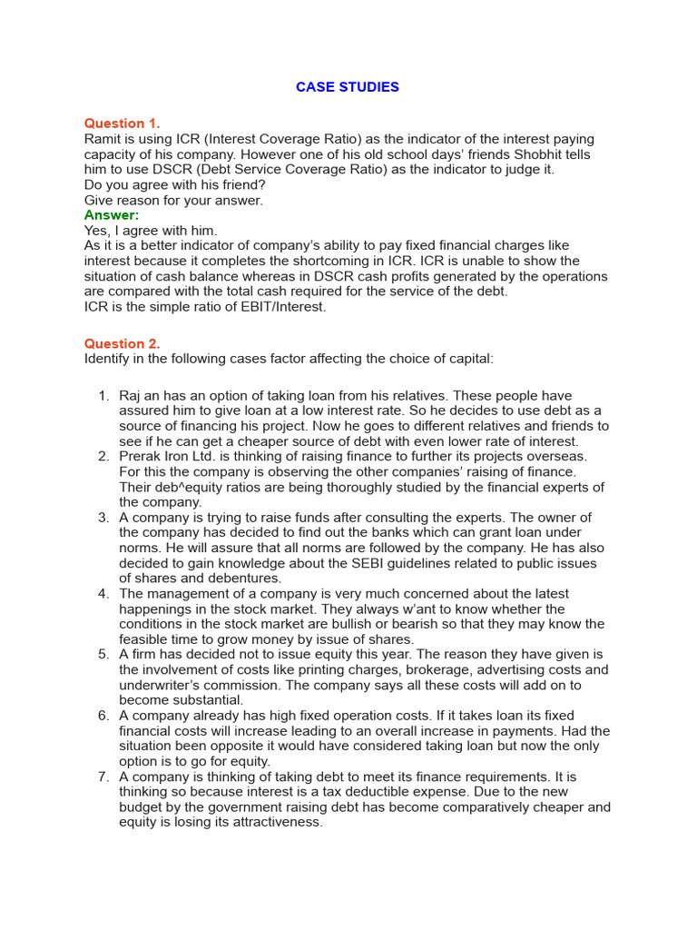 Case Studies Chap 2 and 3 | PDF | Dividend | Capital Structure