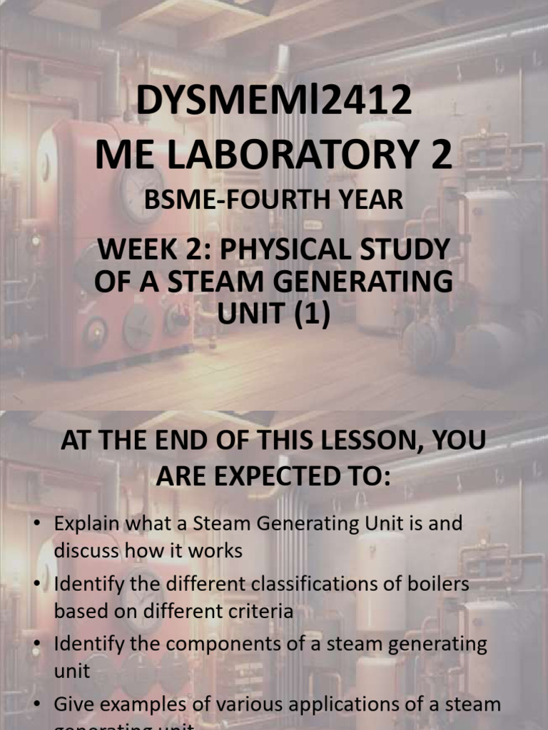Me Laboratory 2 Lesson 1 Physical Study of a Steam Generating Unit 1 ...