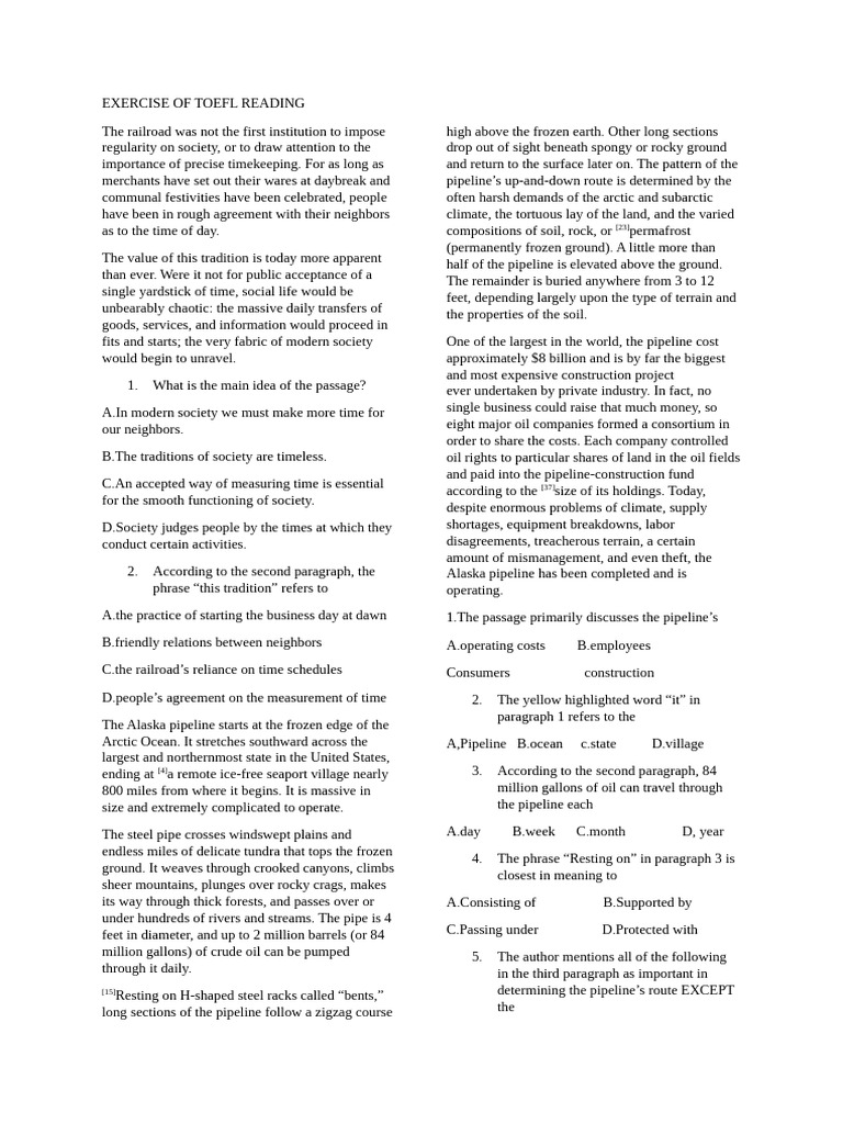 EXERCISE OF TOEFL READING | PDF | Earth Sciences