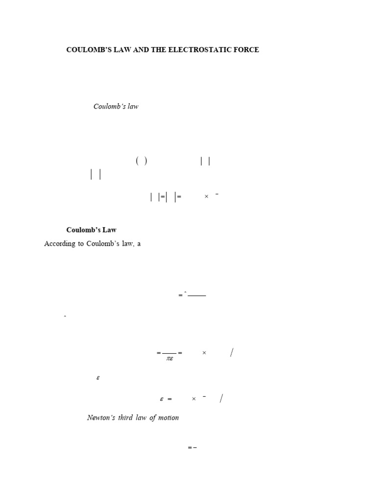 Coulomb's Law and Electrostatic Force | PDF | Electric Charge | Force