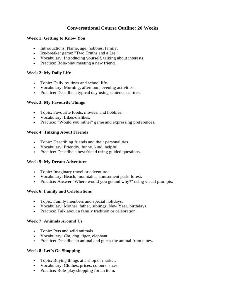 Conversational Course Outline | PDF