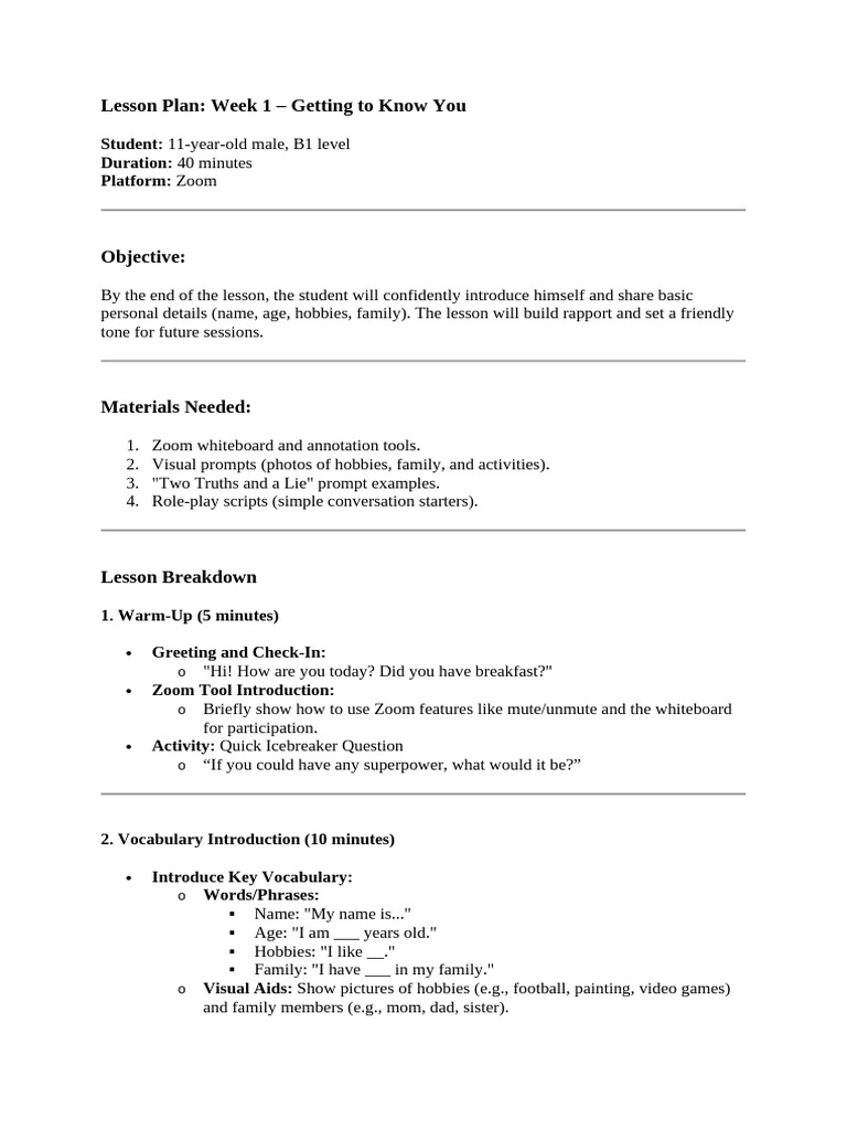 B1 English Lesson: Self-Introduction | PDF | Human Communication | Learning