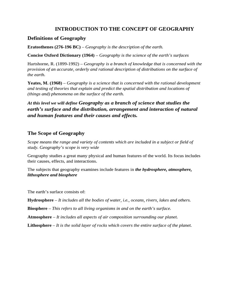 Introduction To The Concept of Geography | PDF | Geography | Map
