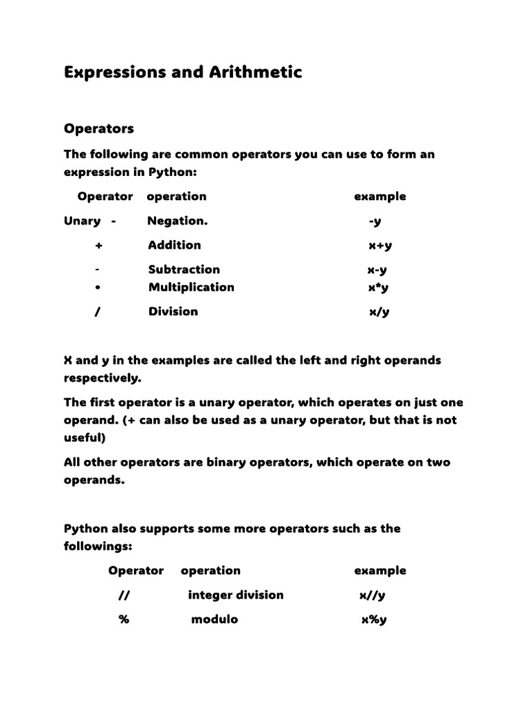 Expressions and Arithmetic | PDF