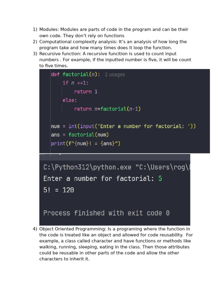 ICS4U Unit 3 Test Part 2 | PDF