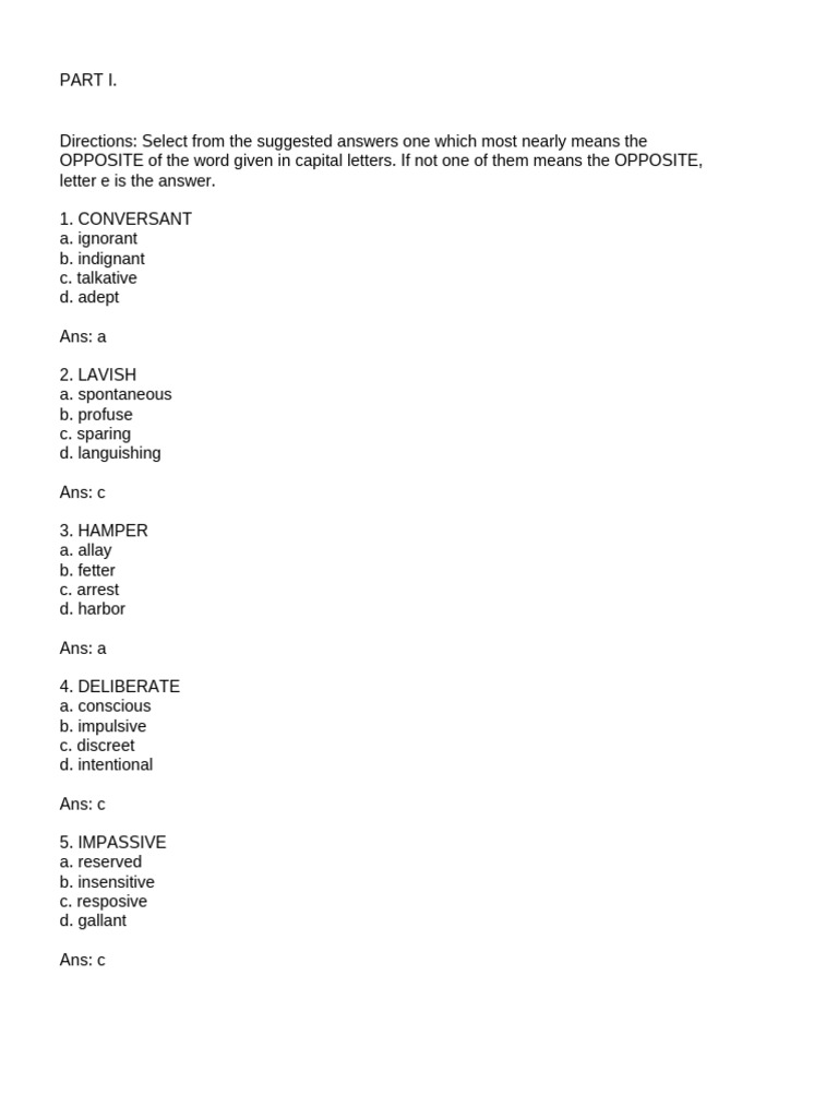 Verbal Reasoning (English Vocabulary Part 2) | PDF