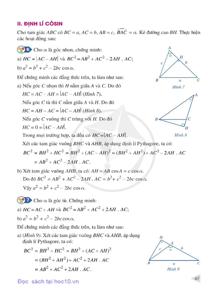 Định Lý Sin, ĐL Cosin | PDF