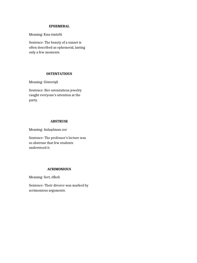 Advanced Words Cards | PDF