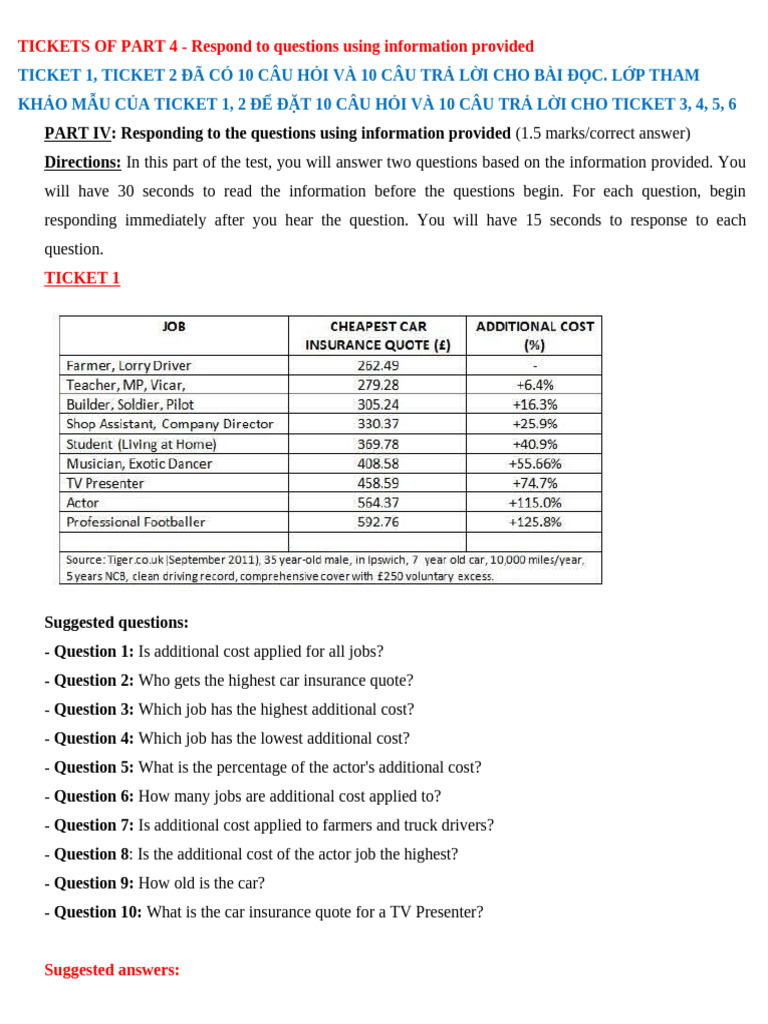 Speaking Level 1 Is - Part 4 - Respond To Text - Key | PDF