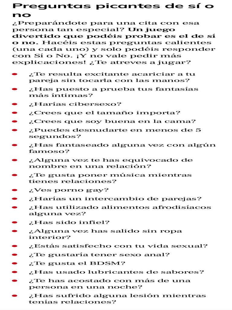 Preguntas Picantes para Jugar en Pareja | PDF