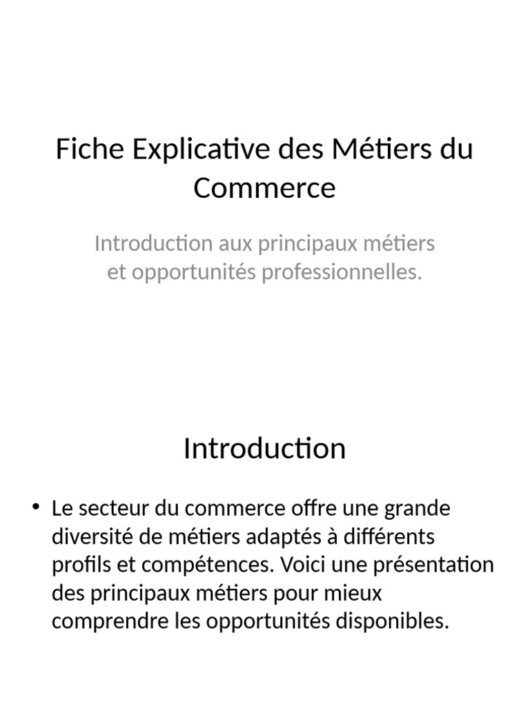 Fiche_Metiers_Commerce | PDF | Sodles | Commercialisation