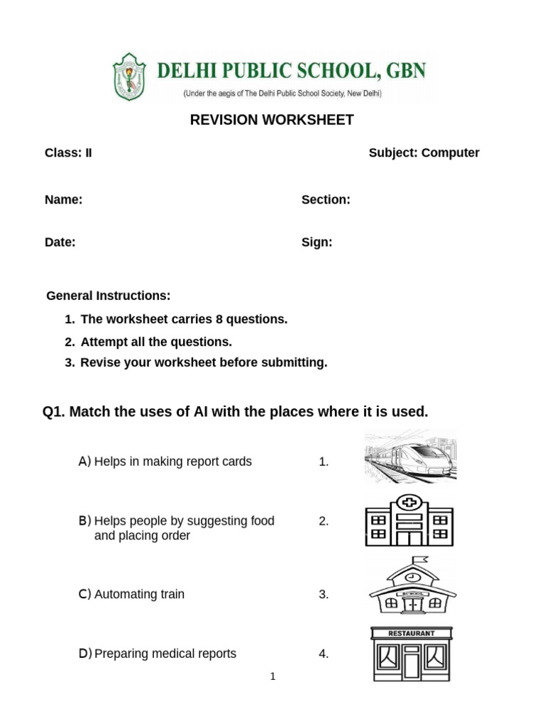 Class 2 Computer REVISION WORKSHEET T2 | PDF