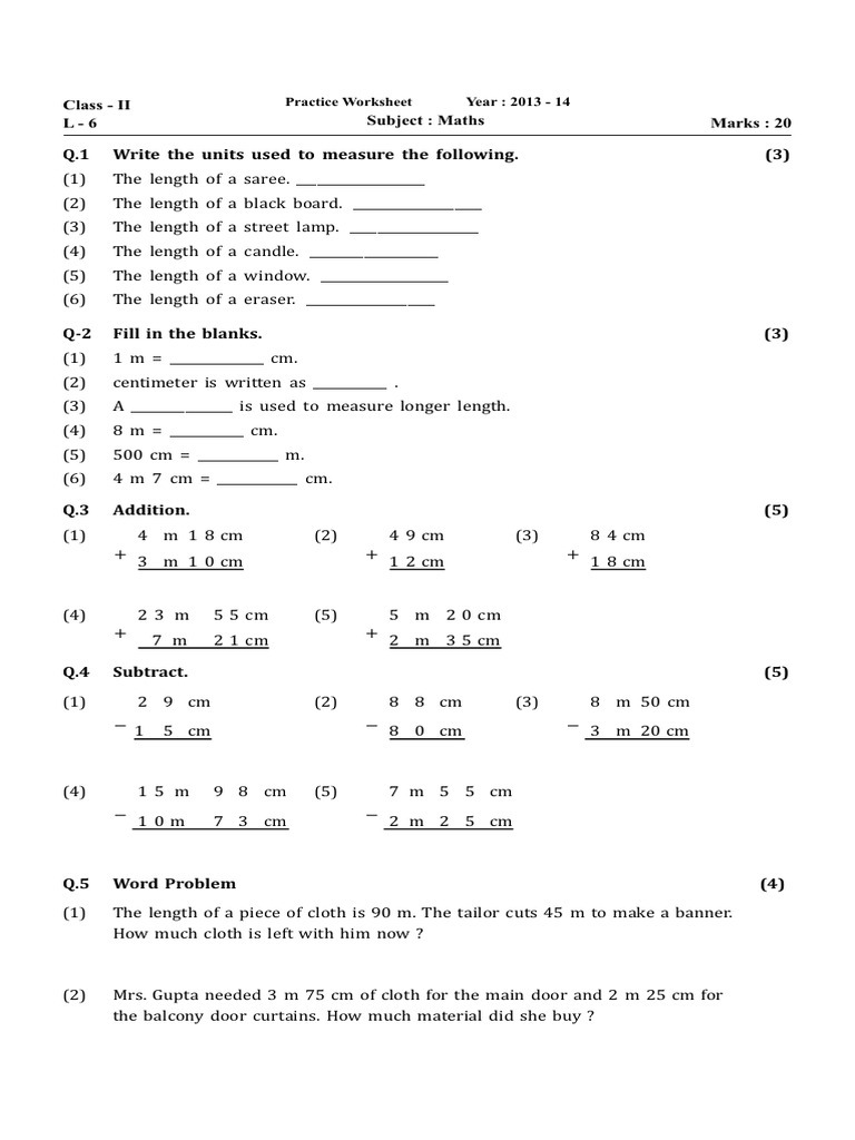 CBSE Class 2 Maths Practice Worksheets | PDF