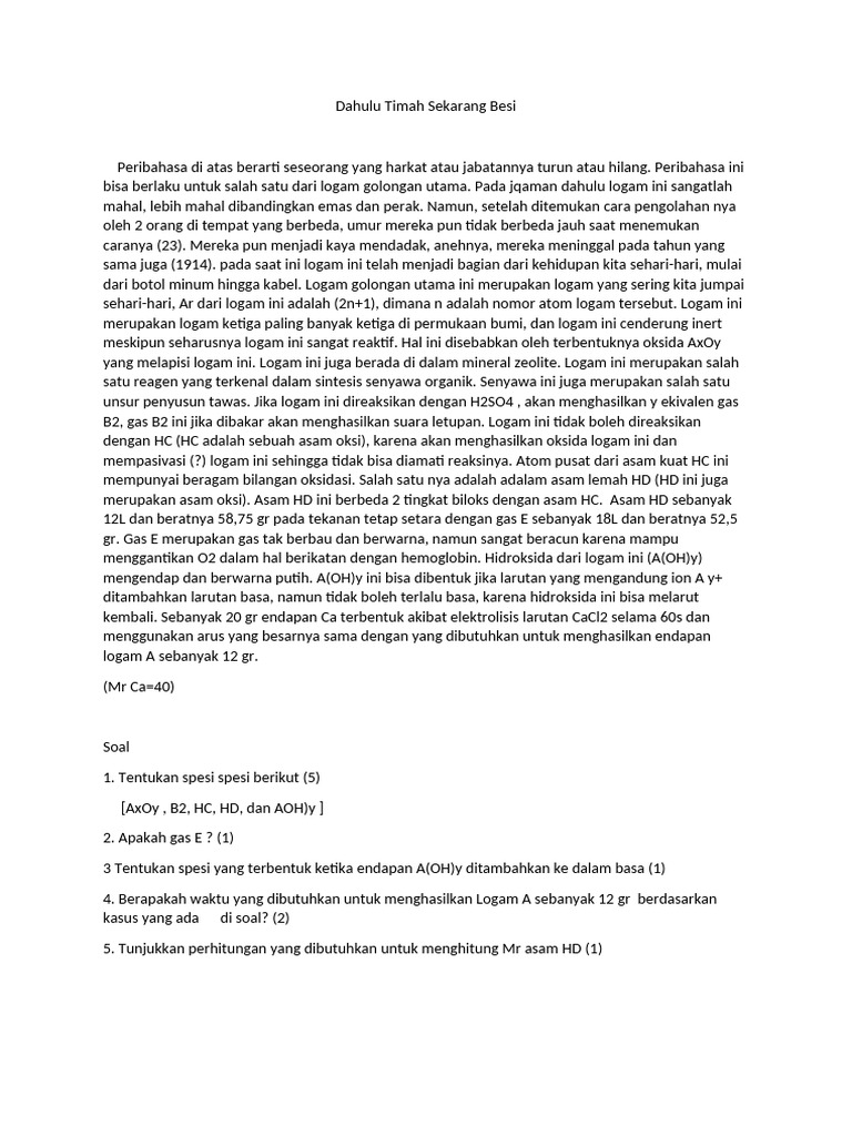 Dahulu Timah Sekarang Besi | PDF