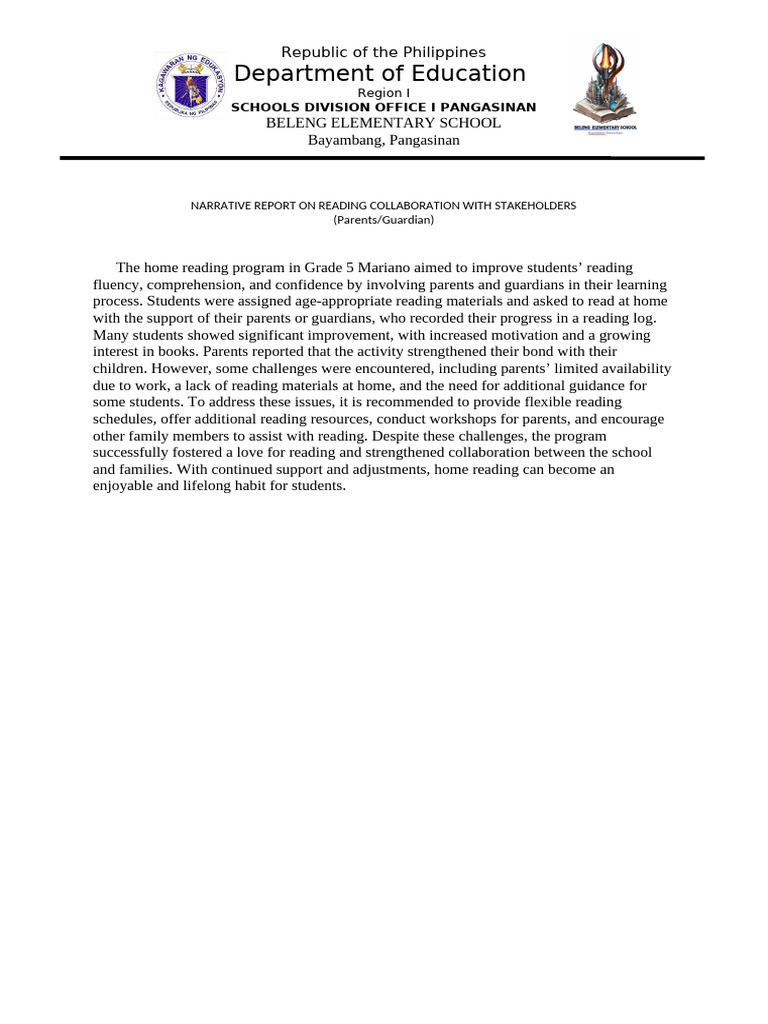 Narrative Report On Peer Reading | PDF