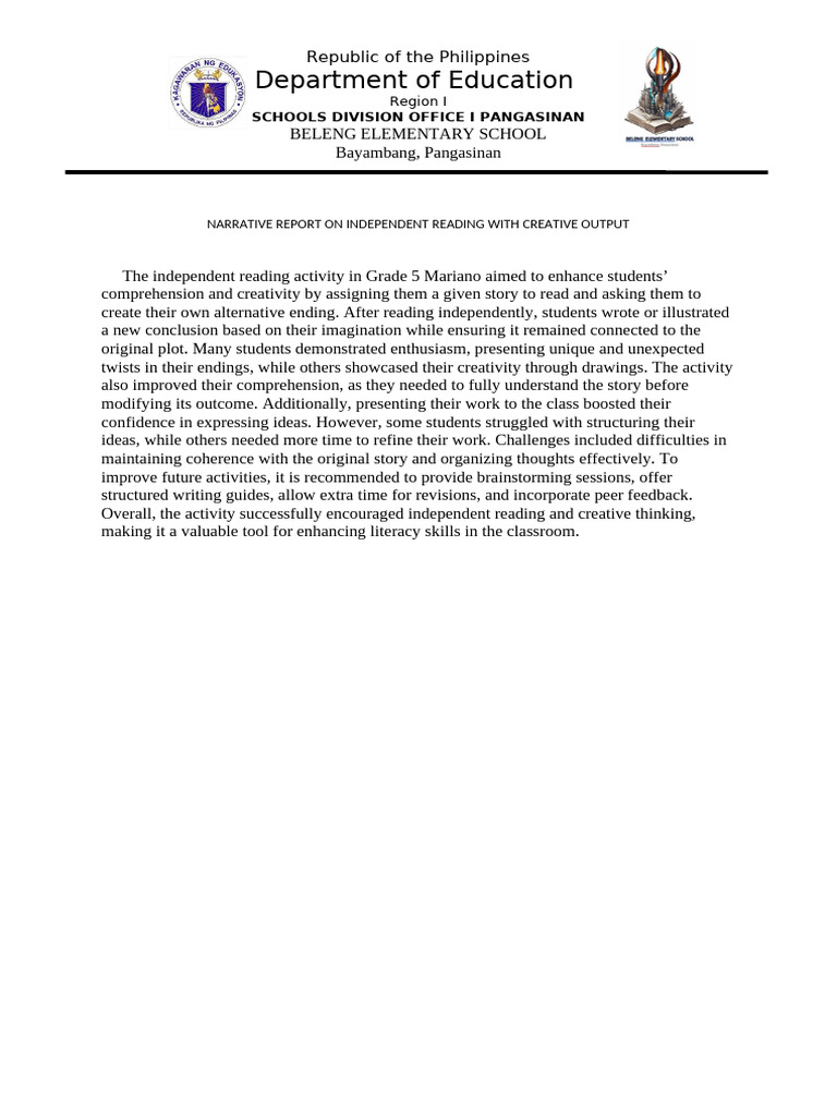 Narrative Report On Independent Reading | PDF