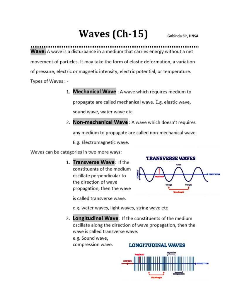 Waves (CH-15)!HS1 | PDF | Waves | Motion (Physics)