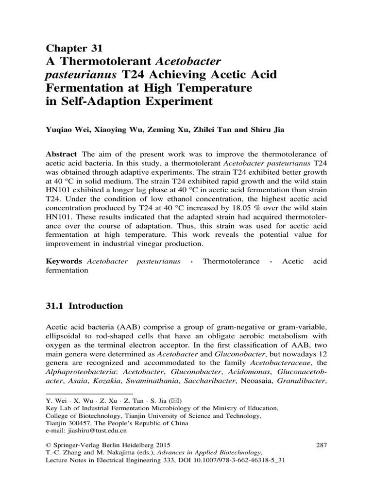 Thermotolerant Acetobacter T24 for High-Temp Fermentation | PDF ...
