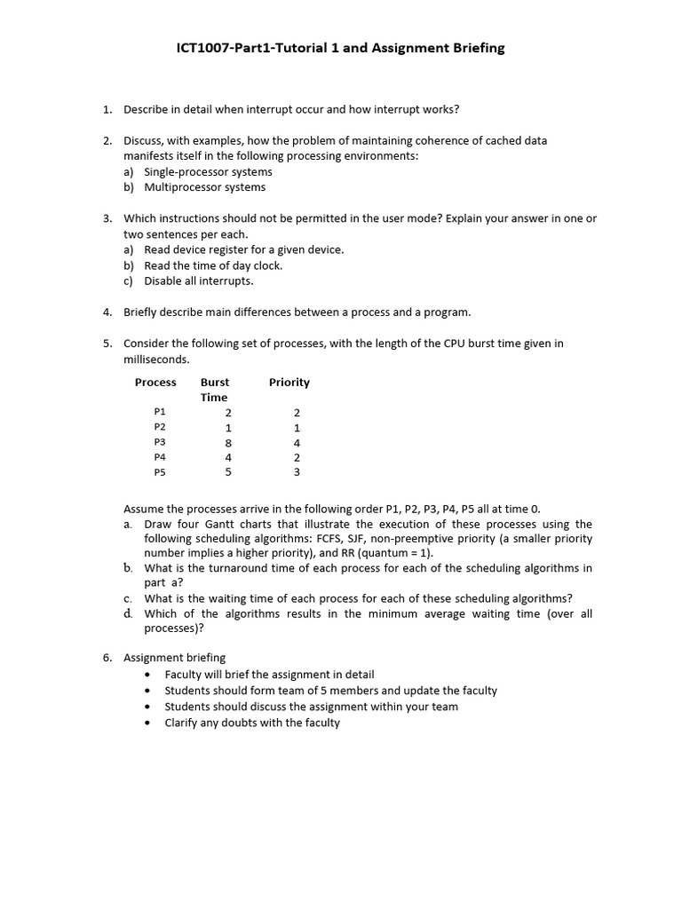 ICT1007 Part1 Tutorial1 (Question) | PDF
