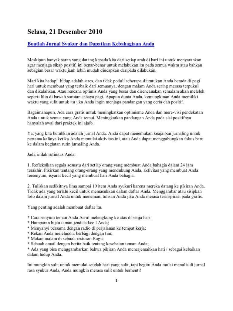 Buatlah Jurnal Syukur | PDF