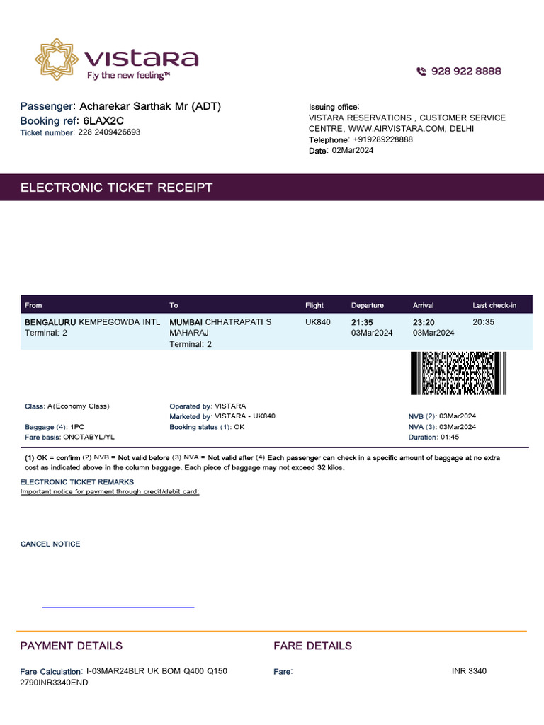 Your Electronic Ticket-EMD Receipt | PDF