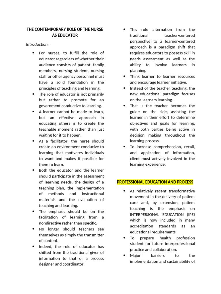 Overview of Edu CPP TN I Dean | PDF | Health Care | Nursing