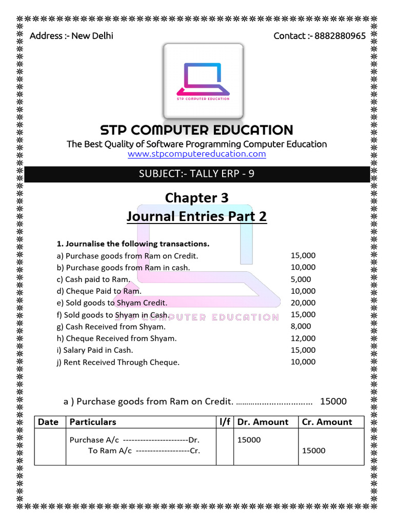 Chapter - 3 Journal Entries Part 2 | PDF