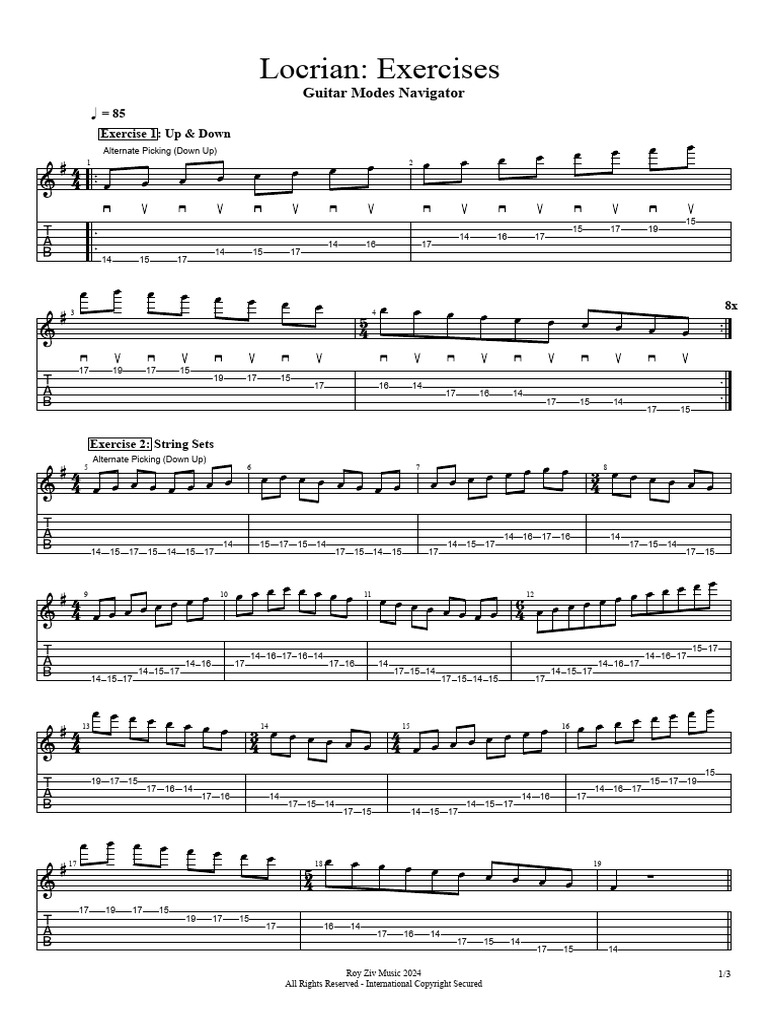7) Locrian Exercises | PDF | Guitars | Irish Musical Instruments
