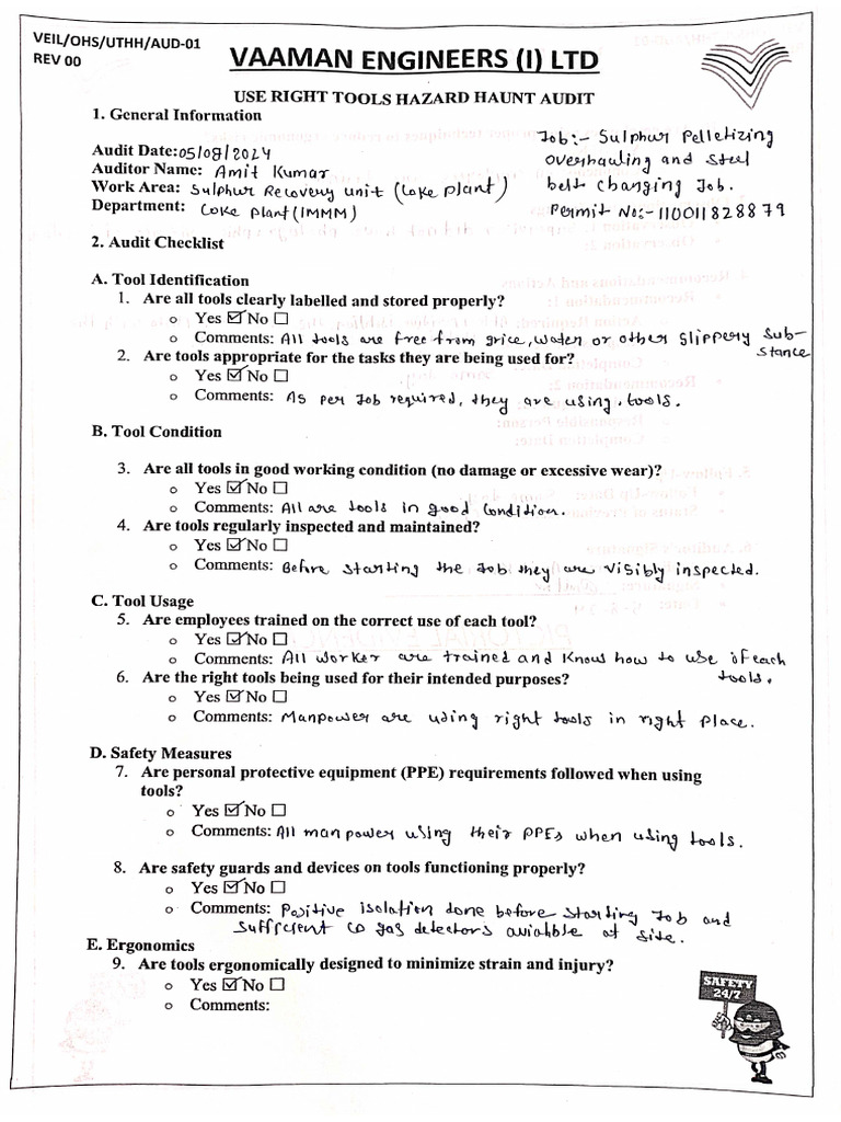 Use Right tools Hazard Hunt Audit 1 | PDF